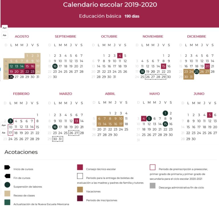 Conoce el calendario escolar 2019-2020 - Notifax Online Noticias